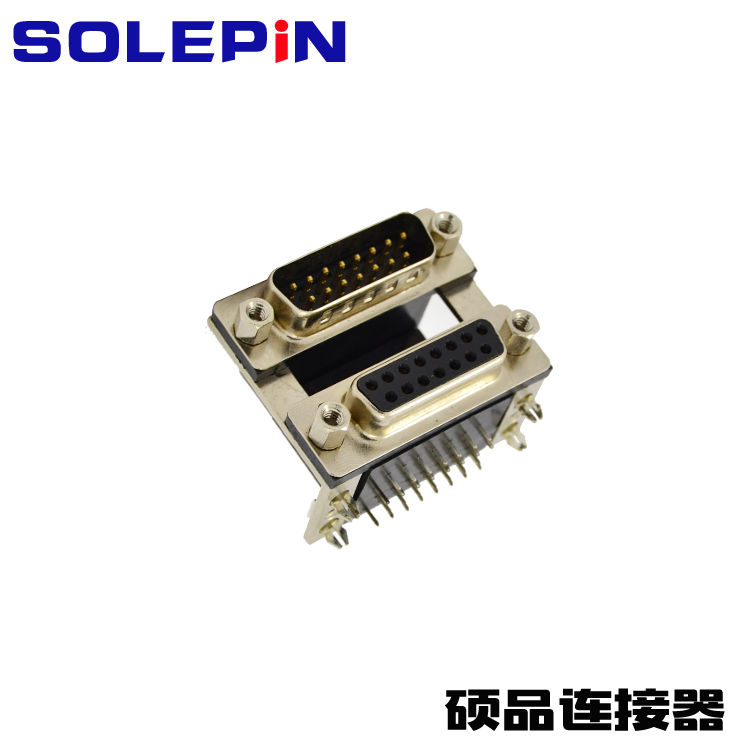 Dual-layer D-SUB 15P Male to 15P Female with Screw-连接器_线束_端子_插座-硕品电子